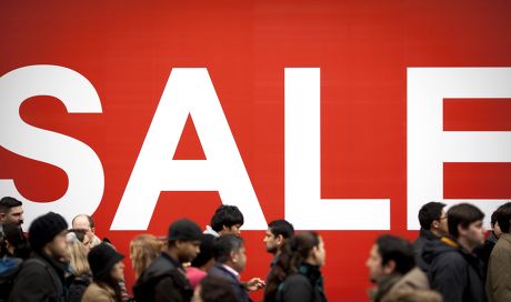Shoppers Walk Past Sale Sign On Editorial Stock Photo - Stock Image ...