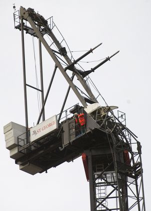 Worker Examines Damage Top Crane Editorial Stock Photo - Stock Image ...