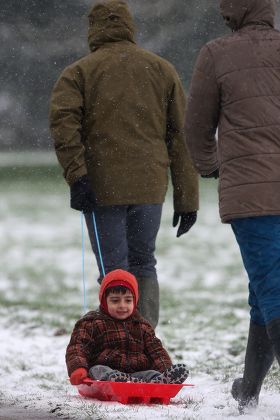 Child Being Pulled On Sledge Editorial Stock Photo - Stock Image ...
