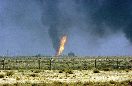 Iraq War Burning Oil Well Heads Editorial Stock Photo - Stock Image ...