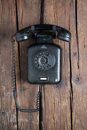 Old Bakelite Wall Telephone 1950 Hanging Editorial Stock Photo - Stock ...