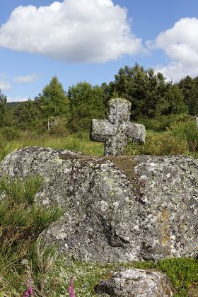 Stone Cross Saint Denis En Margeride Editorial Stock Photo - Stock ...