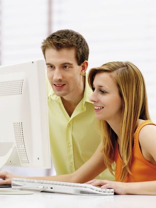 Model Released Young Couple Using Computer Editorial Stock Photo ...
