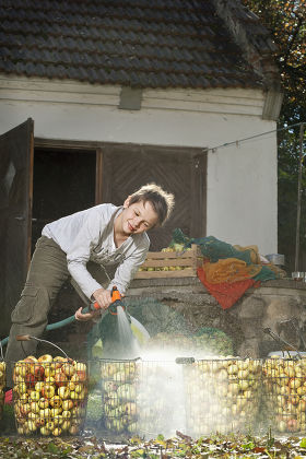 Model Released Boy Washing Apples Making Editorial Stock Photo - Stock ...