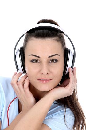 Model Released Woman Wearing Headphones Editorial Stock Photo - Stock ...