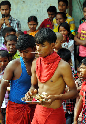 Hindu Devotee His Cheeks Pierced Metal Editorial Stock Photo - Stock ...