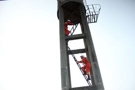 Firefighters Climb Water Tower Editorial Stock Photo - Stock Image ...