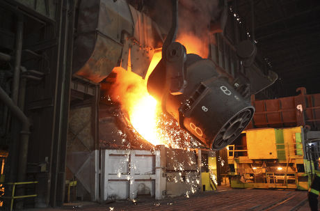 Ladle Pouring Iron Into Basic Oxygen Editorial Stock Photo - Stock ...