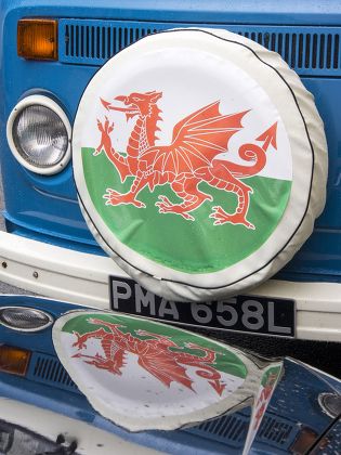 Vw Camper Van Welsh Dragon Wheel Editorial Stock Photo - Stock Image ...