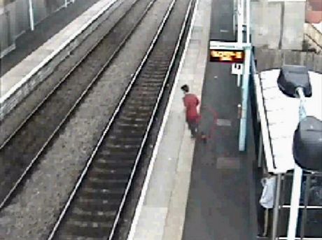 Man Who Jumped Over Railway Tracks Editorial Stock Photo - Stock Image ...