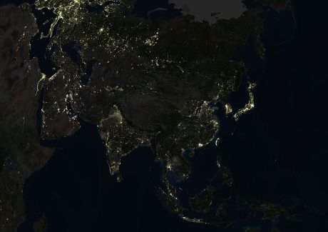 Asia Night True Colour Satellite Image Editorial Stock Photo - Stock ...