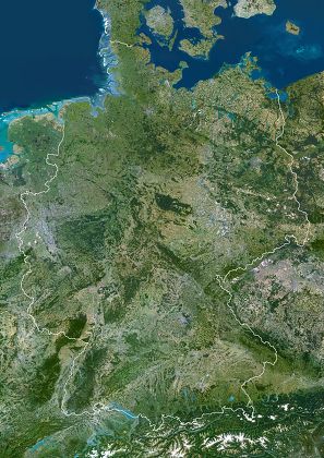 Germany True Colour Satellite Image Border Editorial Stock Photo ...