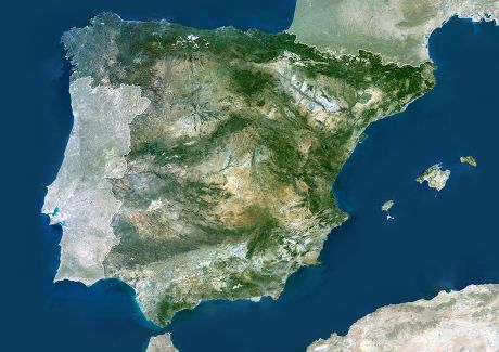 Spain True Colour Satellite Image Mask Editorial Stock Photo - Stock ...