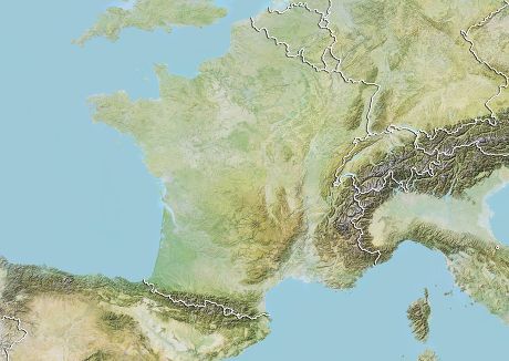 France Relief Map Border Editorial Stock Photo - Stock Image | Shutterstock