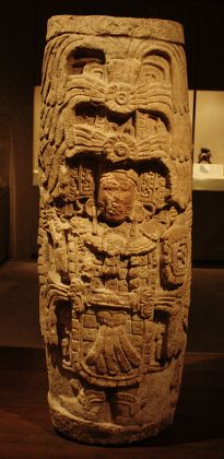 Maya Column Columns Standing Figure Mexico Editorial Stock Photo ...