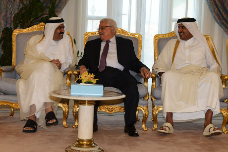 Palestinian President Mahmoud Abbas C Qatars Editorial Stock Photo ...