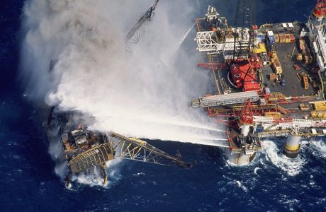 Remains Piper Alpha Platform Burning Firefighting Editorial Stock Photo ...