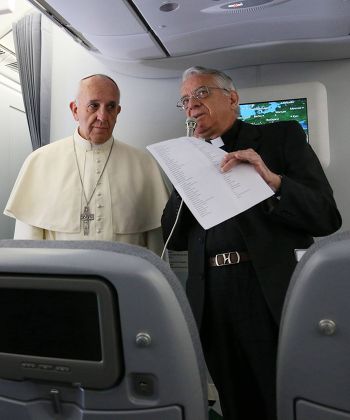 __COUNT__ Pope Francis I aboard the papal flight upon arrival in Rio de ...