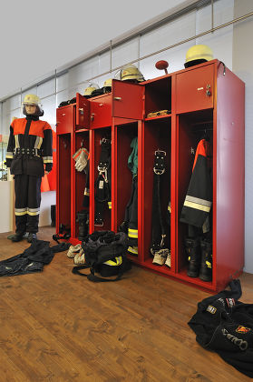 Opened Firefighters Lockers During Fire Alarm Editorial Stock Photo ...