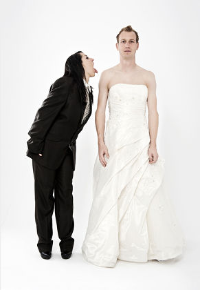 Model Released Bride Wearing Suit Poking Editorial Stock Photo - Stock ...