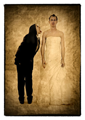 Model Released Bride Wearing Suit Poking Editorial Stock Photo - Stock ...