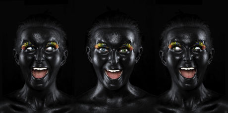 Model Released Triple Faces Laughing Young Editorial Stock Photo ...