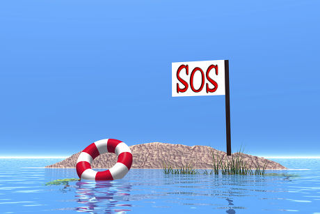 Small Island Sign Sos Lifebuoy Illustration Editorial Stock Photo ...