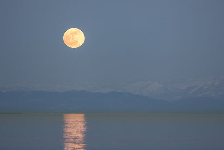 Full Moon Rising Over Lake Constance Editorial Stock Photo - Stock ...