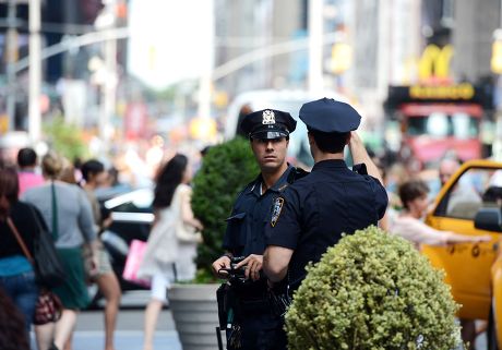 Two Policemen Patrol Times Square Editorial Stock Photo - Stock Image ...