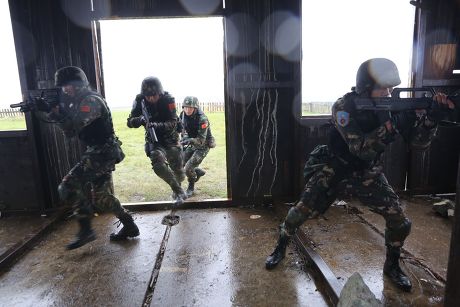 Chinese Armoured Forces Infantry Advance Under Editorial Stock Photo ...