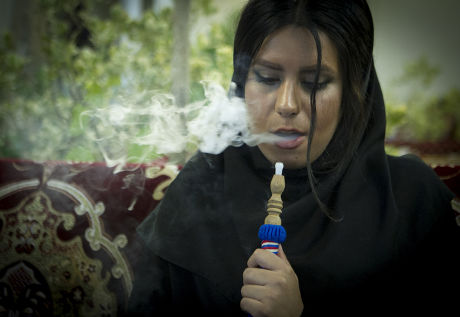 Iranian Woman Smokes Hookah Pipe Traditional Editorial Stock Photo ...