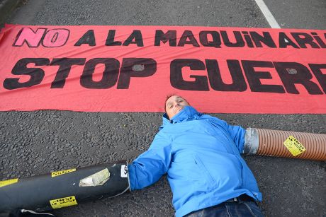 Protester On Road Arms Locked Tubes Editorial Stock Photo - Stock Image ...