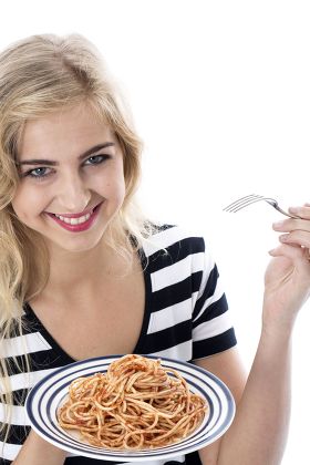 Model Released Attractive Young Woman Eating Editorial Stock Photo ...