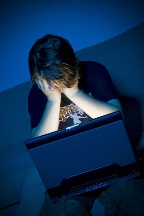 Model Released Boy Using Computer Night Editorial Stock Photo - Stock ...