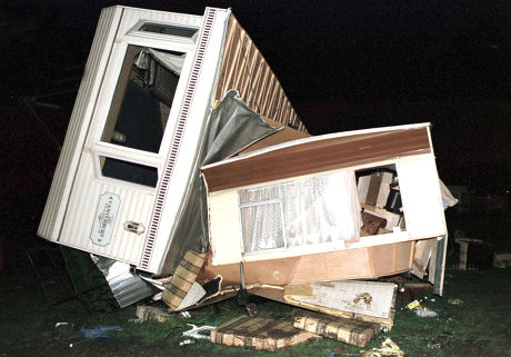 Caravan Wrecked By Storm Riverside Caravan Editorial Stock Photo ...