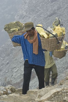 Local Men Carrying Blocks Sulphur Baskets Editorial Stock Photo - Stock ...