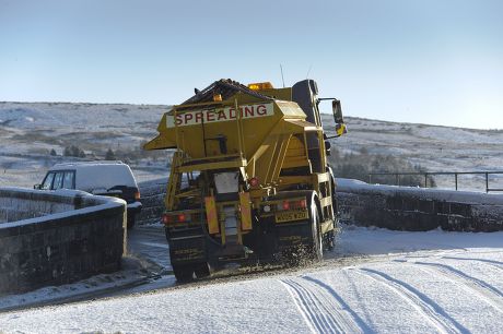 Council Gritter Lorry Gritting Snow Covered Editorial Stock Photo ...