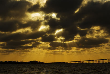 Sunbeams Over Coast Sunset Bridge South Editorial Stock Photo - Stock ...