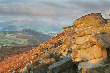 Rocks Moorland Habitat Across Valley Sunrise Editorial Stock Photo ...