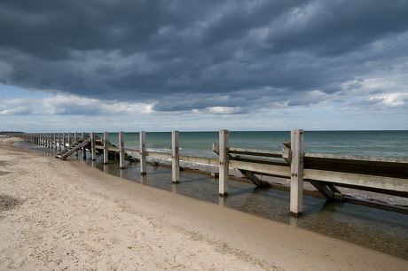 Coastal Defence Groynes On Beach Happisburgh Editorial Stock Photo ...