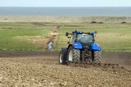 Tractor Tilling Soil Coastal Arable Farmland Editorial Stock Photo ...