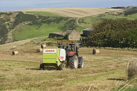 Tractor Baler Baling Straw Into Round Editorial Stock Photo - Stock ...
