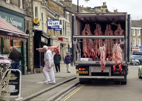 Unloading Pig Lamb Carcases Lorry Butchers Editorial Stock Photo ...