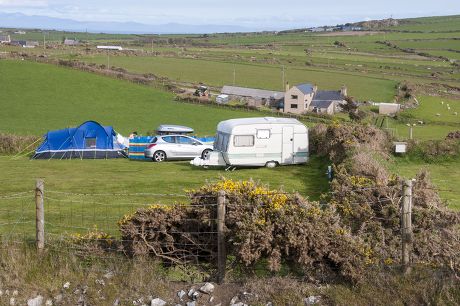 Small Camping Field Caravan Tent Farmland Editorial Stock Photo - Stock ...