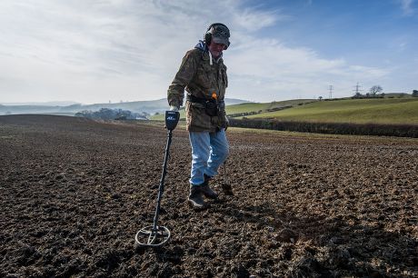 Man Using Metal Detector Field Llanfair Editorial Stock Photo - Stock ...