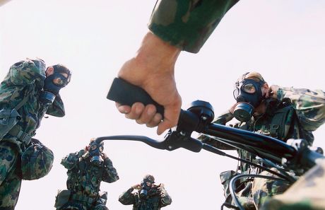 Swiss Army Putting On Gas Masks Editorial Stock Photo - Stock Image ...