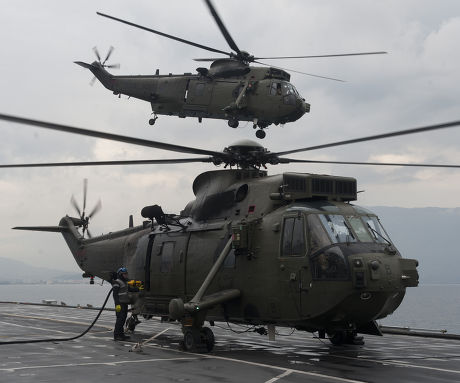 Merlin Helicopters On Board Hms Illustrious Editorial Stock Photo ...