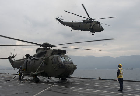 Merlin Helicopters On Board Hms Illustrious Editorial Stock Photo ...