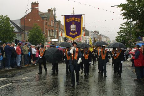Irish Loyalist Orangemen Parade Through Town Editorial Stock Photo ...