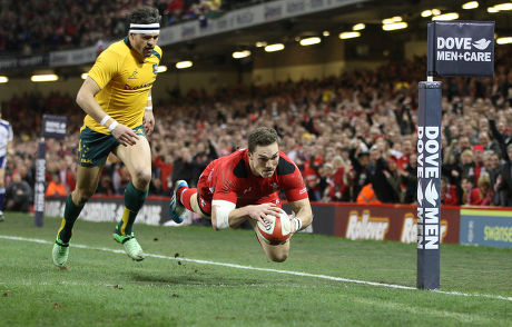 George North Wales Dives Score Try Editorial Stock Photo - Stock Image ...